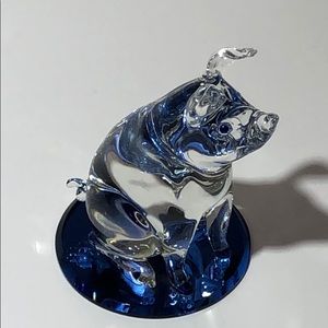 glass barn | Accents | Glass Pig On Round Blue Mirror From Glass Barn ...
